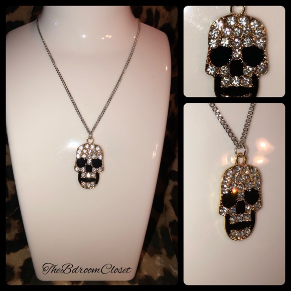 Jewelry | New Sparkling Rhinestone Gold Halloween Horror Skull Unisex ...